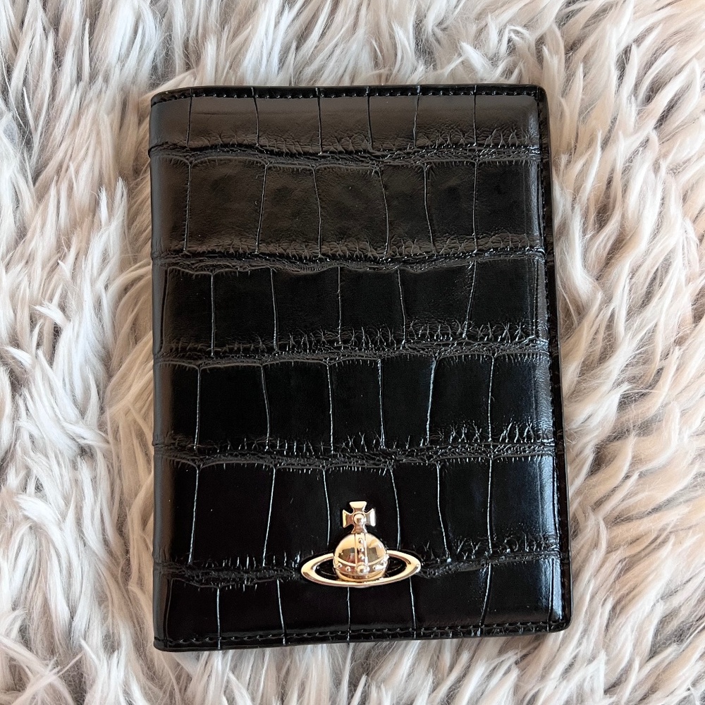 Vivienne Westwood Black Crocodile Slim Flap Card Hold… - Gem